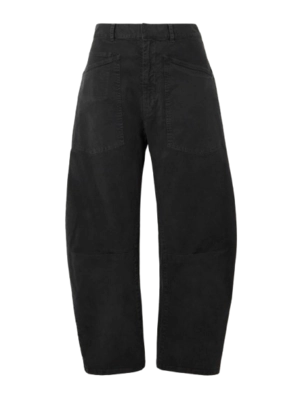 NILI LOTAN Shon Cotton-blend Twill Barrel-leg Trousers - Black