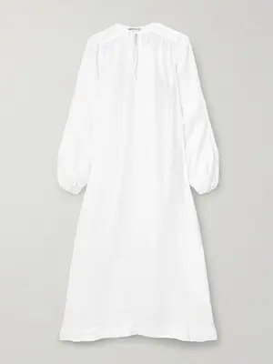 JAMES PERSE Tie-detailed Linen Midi Dress