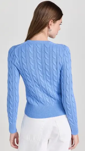Polo Ralph Lauren Cotton Cable Long Sleeve Cardigan - New Litchfield Blue
