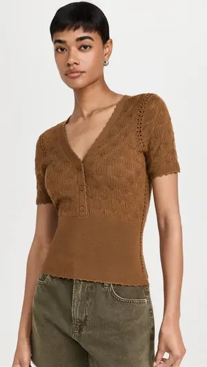 Sea Mila Pointelle V-neck Sweater