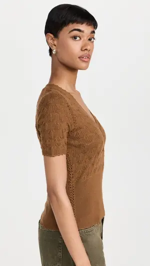 Sea Mila Pointelle V-neck Sweater