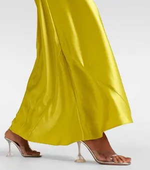 Galvan Portico Halterneck Satin Gown - Green