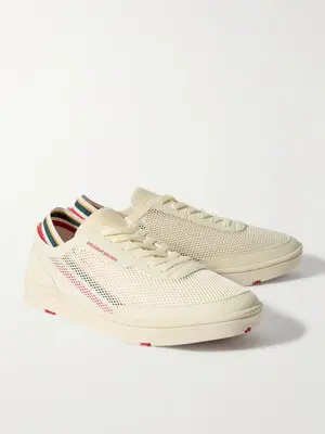 Orlebar Brown Larson Striped Mesh And Canvas Sneakers - White