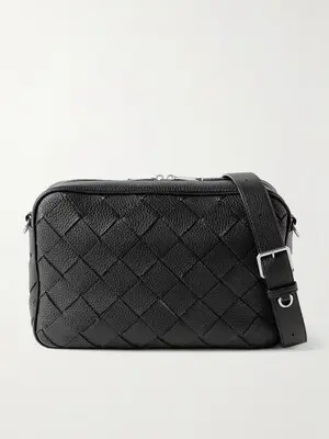 Bottega Veneta Intrecciato Full-grain Leather Messenger Bag - Black