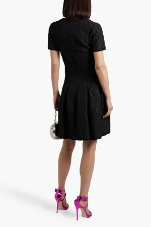 Oscar De La Renta Pleated Satin Cloqué Mini Dress