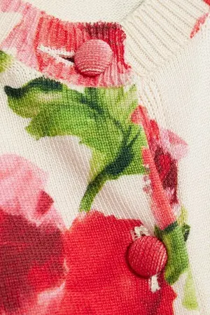 Carolina Herrera Floral-print Silk And Cotton-blend Cardigan