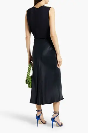 Oscar De La Renta Floral-print Crepe-paneled Silk-blend Top