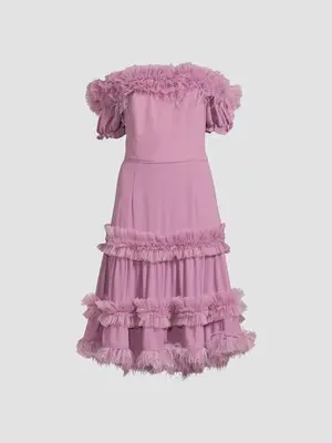 Shani Off-the-shoulder Ruffled Midi-dress