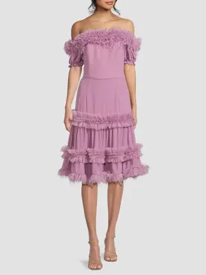 Shani Off-the-shoulder Ruffled Midi-dress