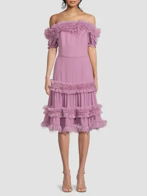Shani Off-the-shoulder Ruffled Midi-dress
