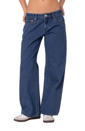 EDIKTED Raelynn Wide Leg Jeans - Blue-washed