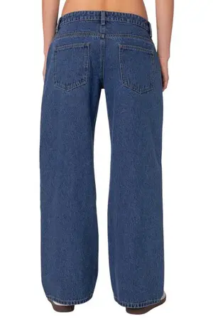 EDIKTED Raelynn Wide Leg Jeans - Blue-washed