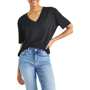 Splendid Kacey V-Neck T-Shirt Black