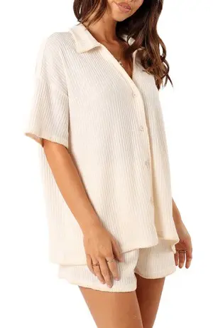 PETAL & PUP Bobby Knit Button-up Shirt & Shorts Set