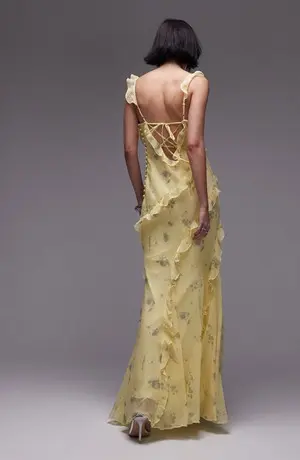 Topshop Floral Ruffle Detail Slip Dress In Yellow - 30% Off | Editorialist