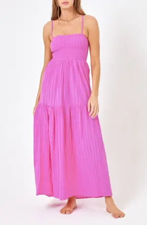 L*Space Mallorca Smocked Maxi Dress Raspberry