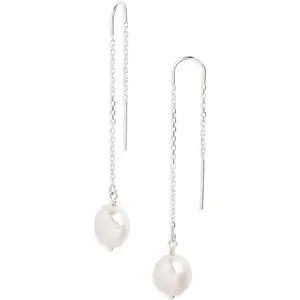SET & STONES Sabina Keshi Pearl Threader Earrings - Silver