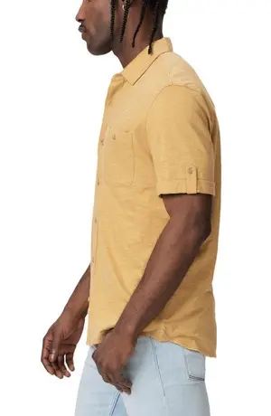 Paige Brayden Short Sleeve Slub Knit Button-up Shirt