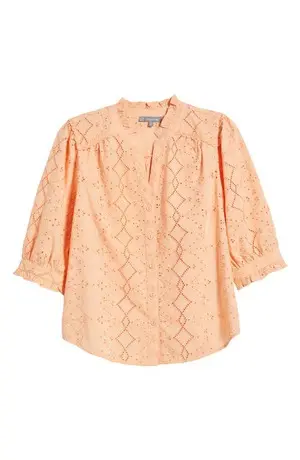 Wit & Wisdom Embroidered Eyelet Button-up Shirt