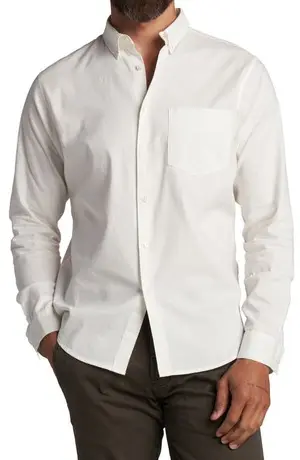 ROAN Henrick Cotton Oxford Button-down Shirt - White