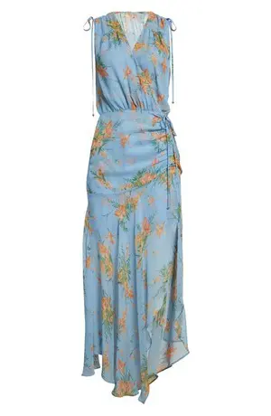 Veronica Beard Floral Print Sleeveless Silk Dovima Dress