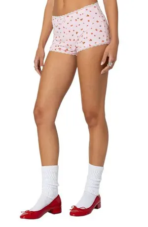 EDIKTED Strawberry Print Micro Shorts