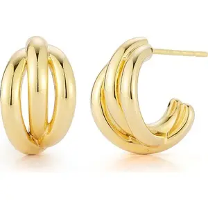 Ef Collection Knot Huggie Hoop Earrings - 14k Yellow Gold