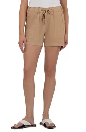 Kut From The Kloth Katana Drawstring Linen Blend Shorts - Khaki