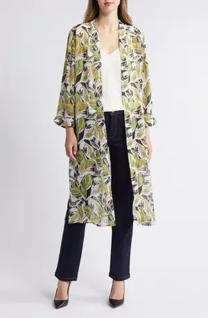 Anne Klein Leaf Print Duster