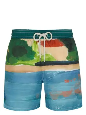 Vilebrequin Moorea Abstract-pattern Swim Shorts - Blue
