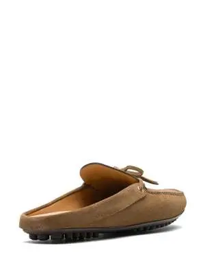 Car Shoe Bow-embellished Suede Slippers
