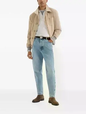 Brunello Cucinelli Contrasting-trim Jersey T-shirt - Grey