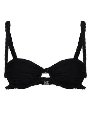 ISA BOULDER Braided Straps Bikini Top - Black