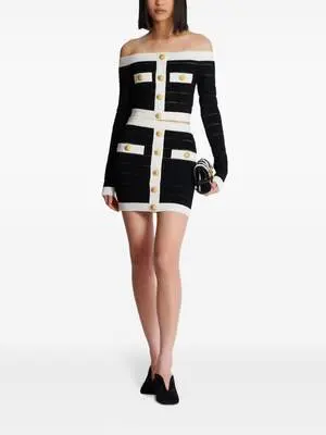 Balmain Button-embellished Knit Mini Skirt