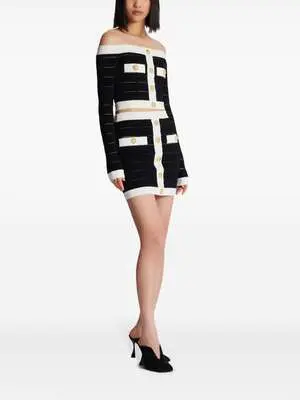 Balmain Button-embellished Knit Mini Skirt