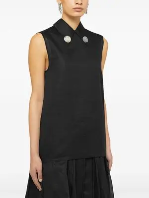 JIL SANDER Jewel-clip Cotton Sleeveless Blouse