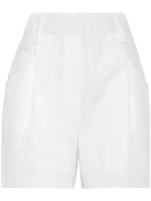 Brunello Cucinelli Pressed-crease Cotton Shorts - White