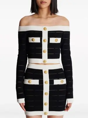 Balmain Off-shoulder Knitted Top