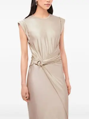 Rabanne Gathered-detail Draped Midi Dress - Neutrals