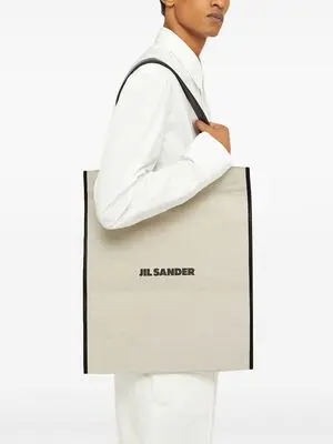 JIL SANDER Flat Shopper Medium Tote Bag - White