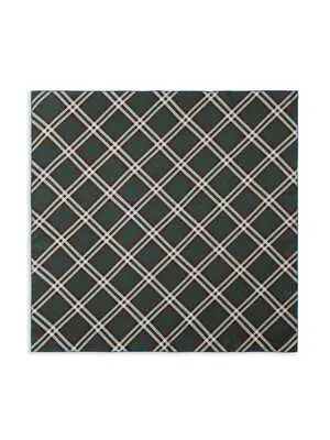 Burberry Checked Silk Scarf - Green