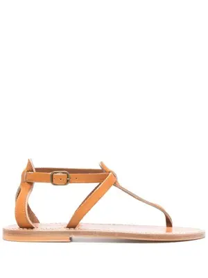 K.JACQUES Leather Flat Sandals - Brown