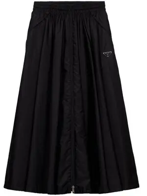 Prada Triangle-logo Zipped Midi Skirt