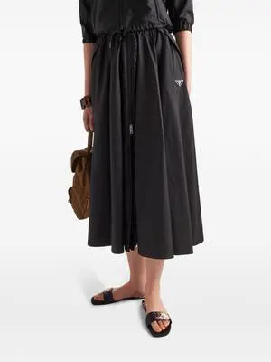 Prada Triangle-logo Zipped Midi Skirt