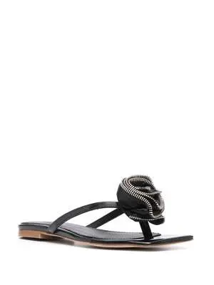 Coperni Rose-appliqué Leather Flip Flops