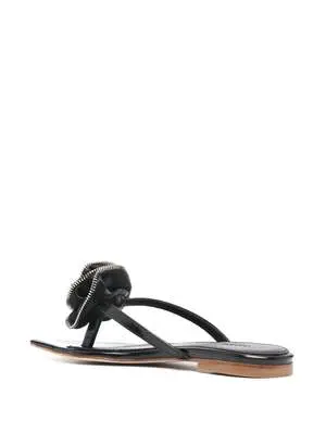 Coperni Rose-appliqué Leather Flip Flops