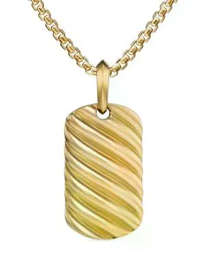 David Yurman 18kt Yellow Sculpted Cable Tag Charm