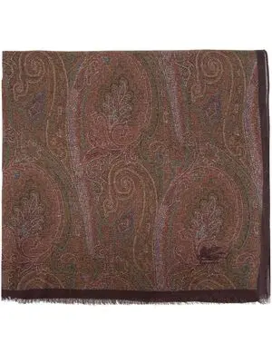 Etro Paisley-print Frayed-edge Scarf - Brown