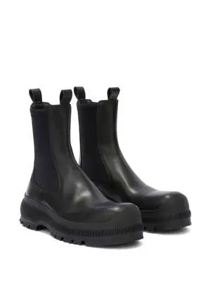JIL SANDER Logo-embossed Leather Boots - Black