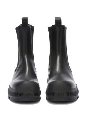 JIL SANDER Logo-embossed Leather Boots - Black